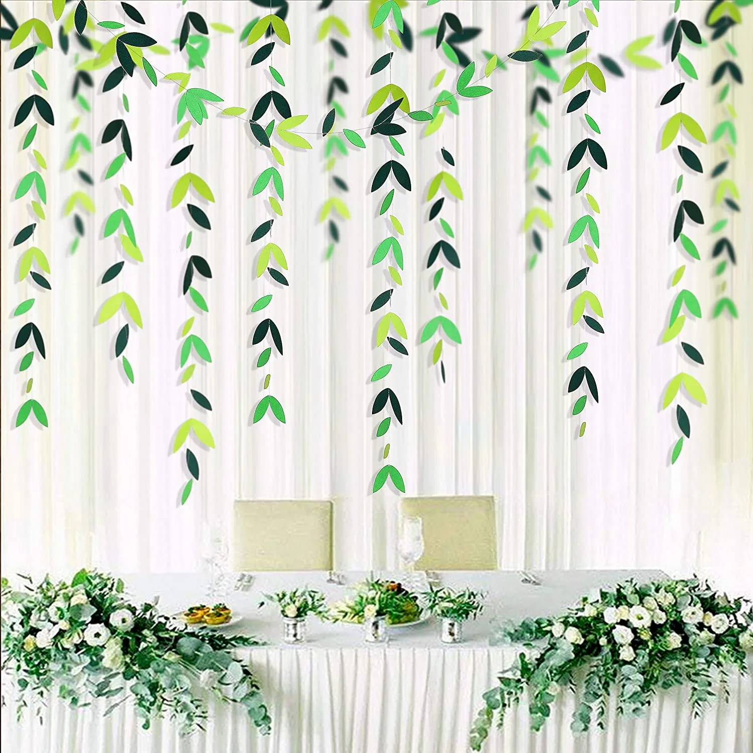 Emerald Green Leaf Garland: Teal & Green Foliage Garland for Parties ...