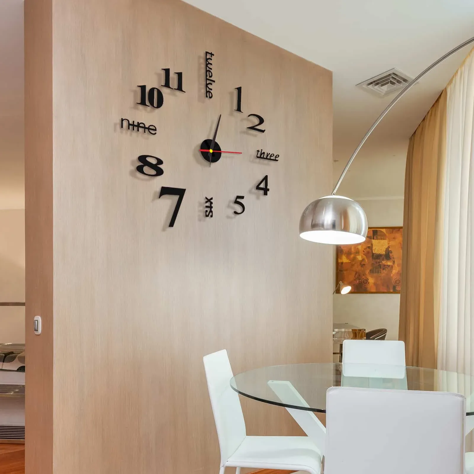 Large Wall Clocks Luminous Digital 3D DIY Acrylic Clock Modern Art Mute ...