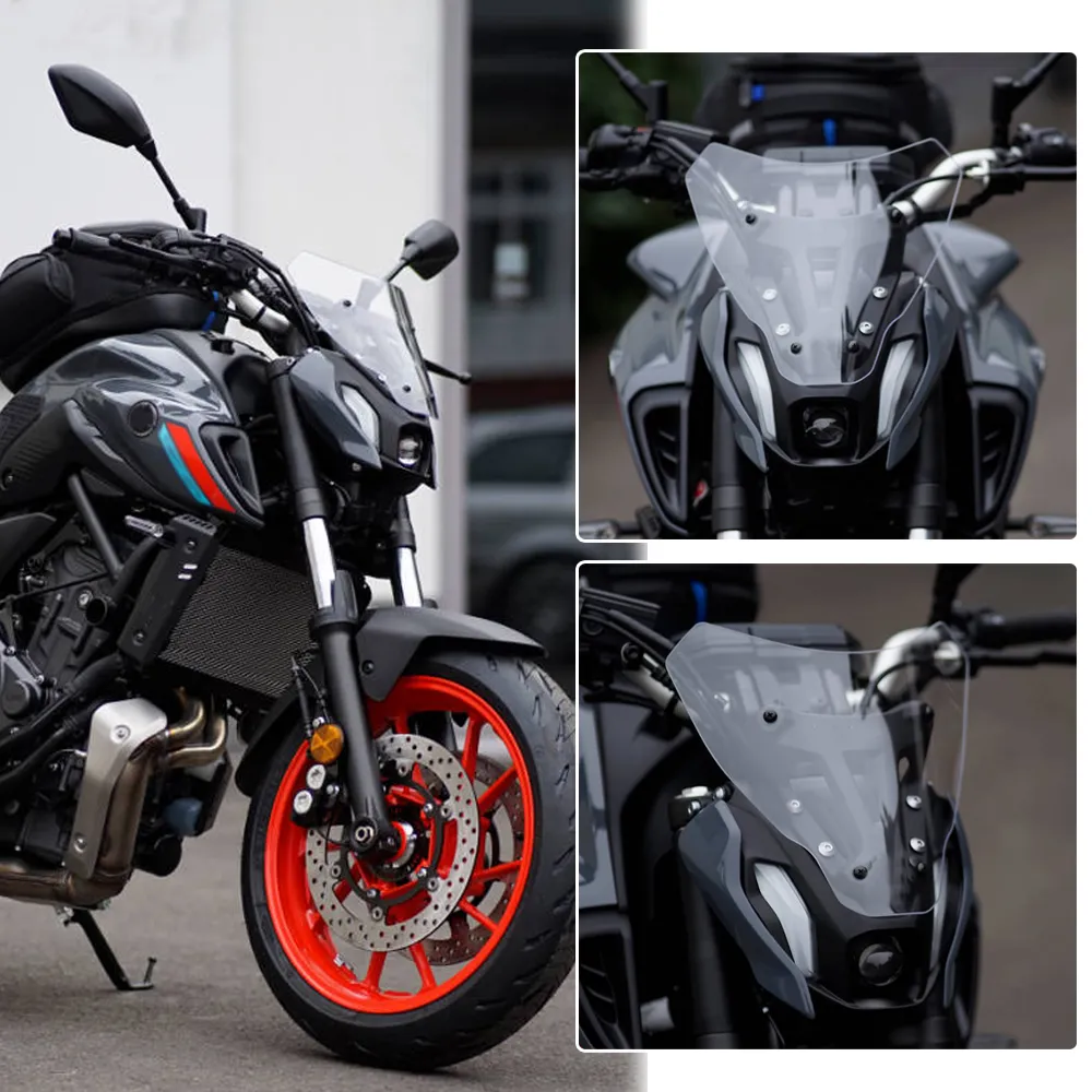 MT-07 Windshield for Yamaha FZ-07/MT-07 '21-'24, Dark Smoke Front ...