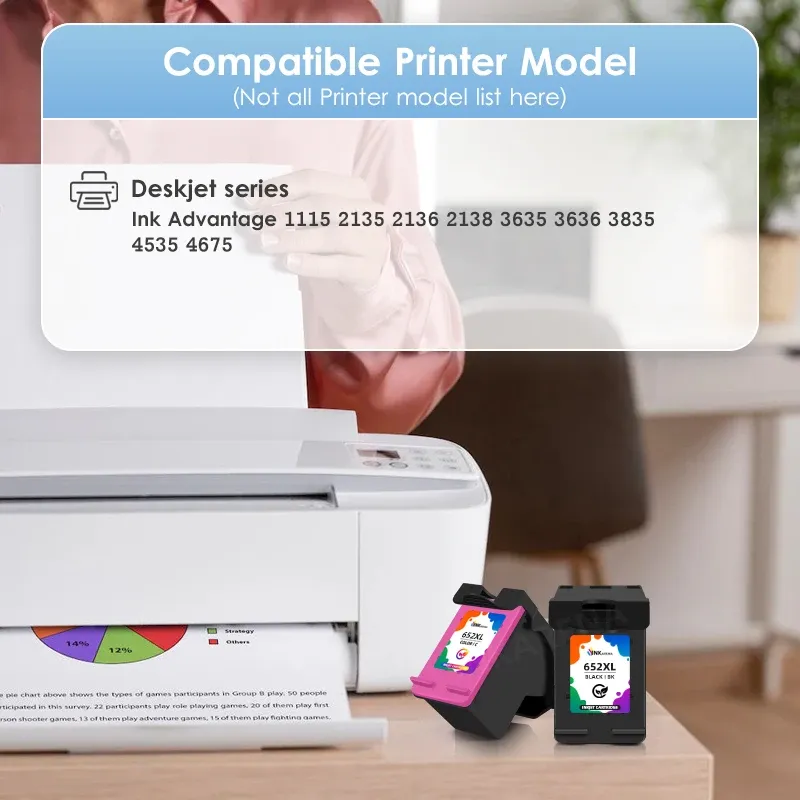 Remanufactured HP 652XL Ink Cartridges - Compatible with Deskjet 1115 ...