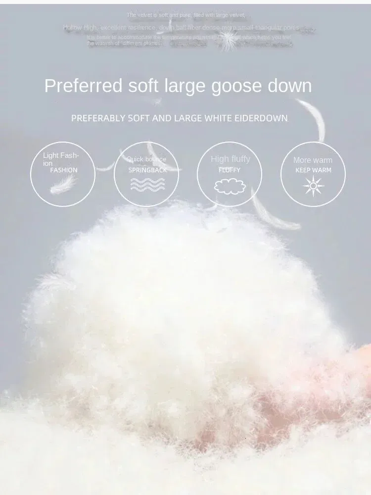 Womens Puff Jacket Winter Down Jacket with Big Fur Collar, White Goose ...