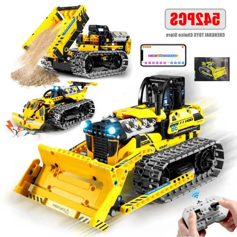 3-in-1 Remote Control Vehicle Blocks Set - Truck & Bulldozer Building ...