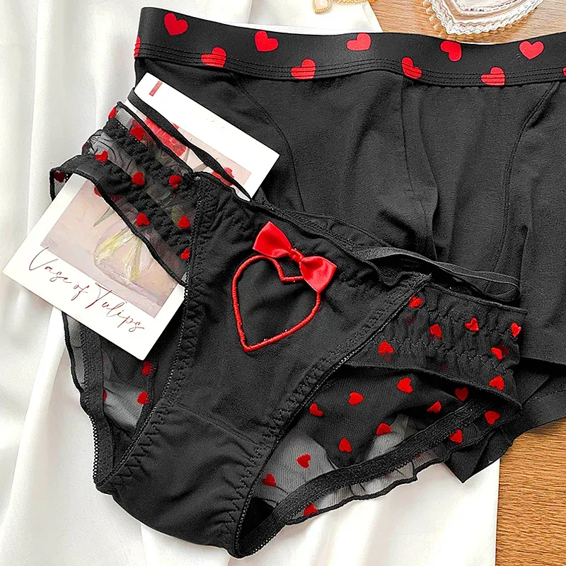 DHgate.com:Heart Print Couples Panties, Low-Rise Mesh Hollow Out ...