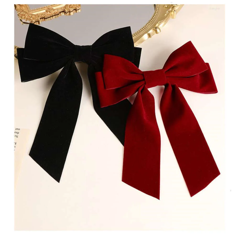 Designer Barrettes Hair Clips: Black and Red Big Velvet Bow Vintage ...