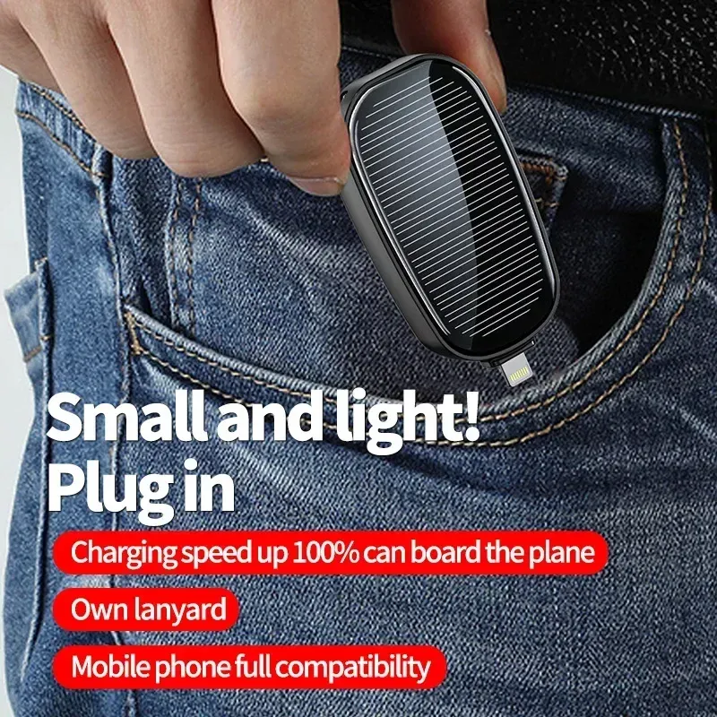 Keychain Power Bank 1200 MAh Solar Cargo Mini Banco De Energía Portátil ...