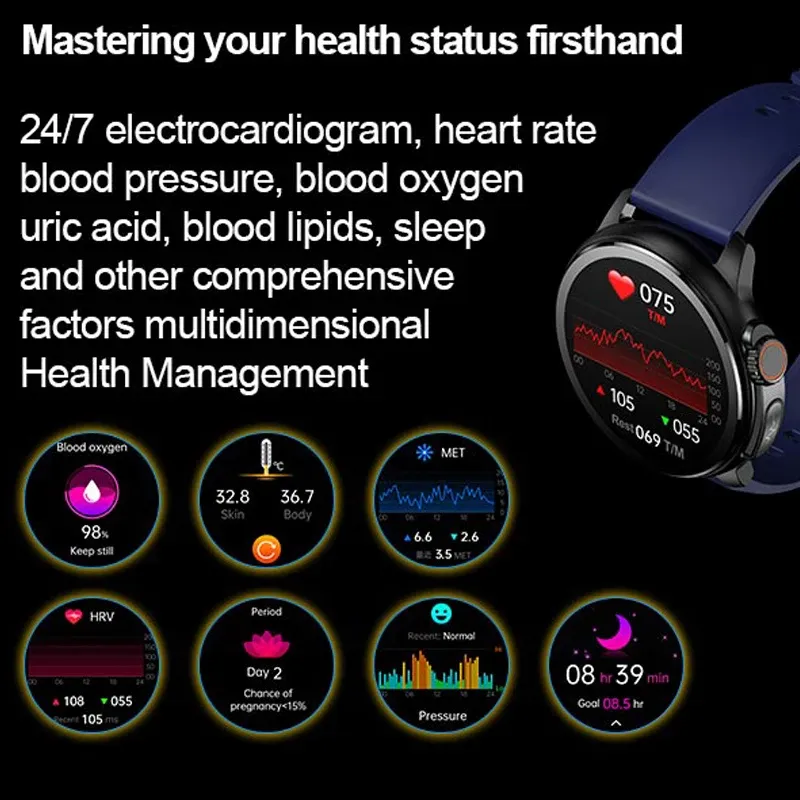 NAMOFOTO 2024 Smartwatch With Ecg For Men ECG PPG, 466*466 HD AMOLED ...