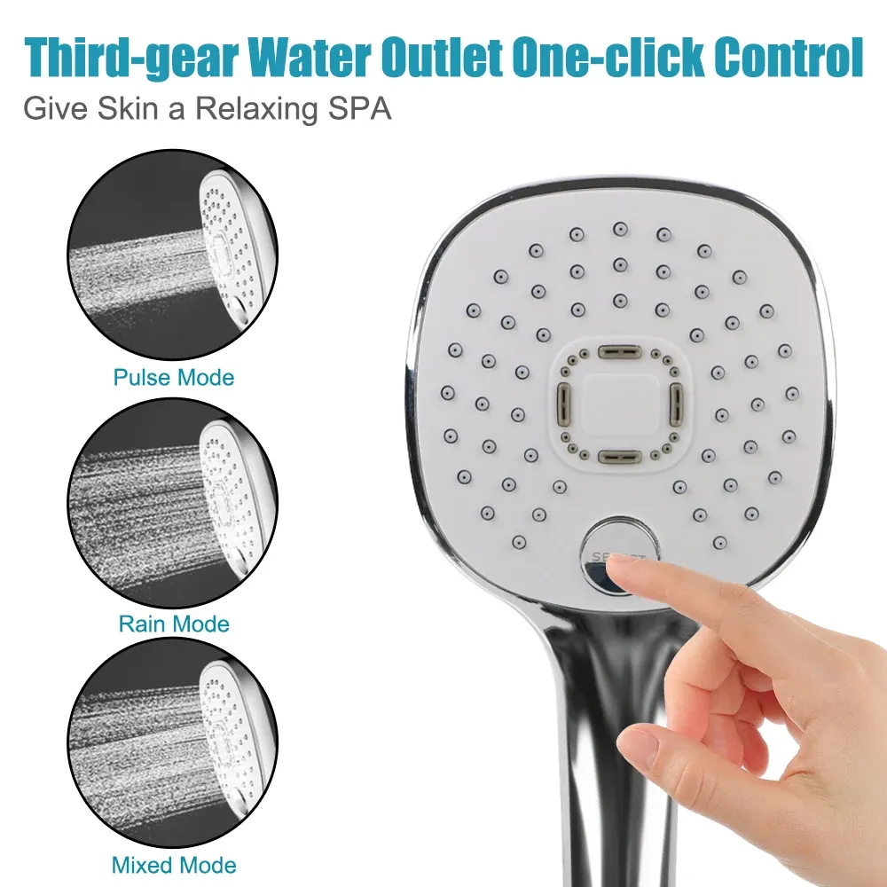 DHgate.com:Silver 3-Mode Rainfall Shower Head: High-Pressure Water ...