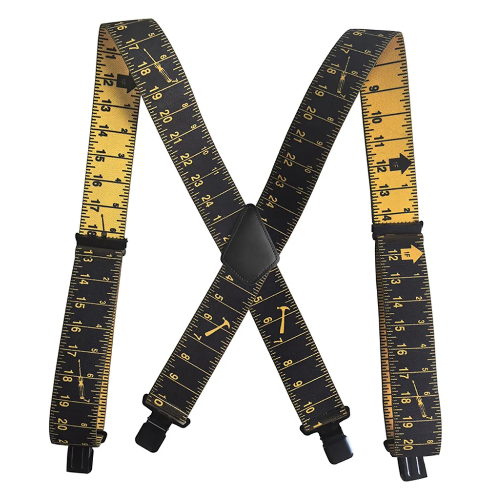 Men's Heavy Duty Work Tape Measure Black And Gold Suspenders With 5cm X ...