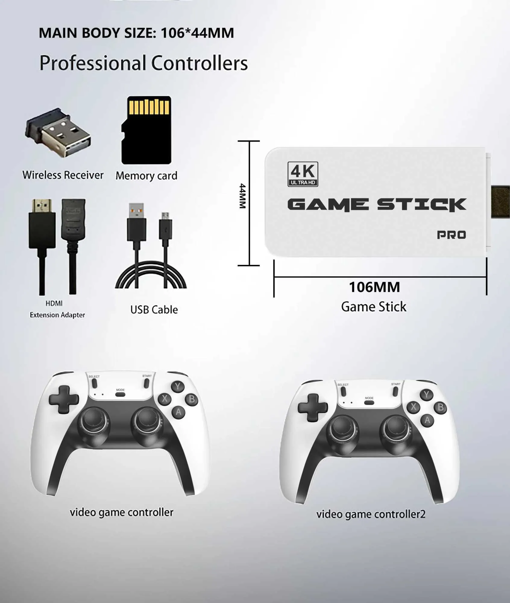 4K Retro Gaming TV Stick with 64GB Storage & Dual Wireless Controllers ...