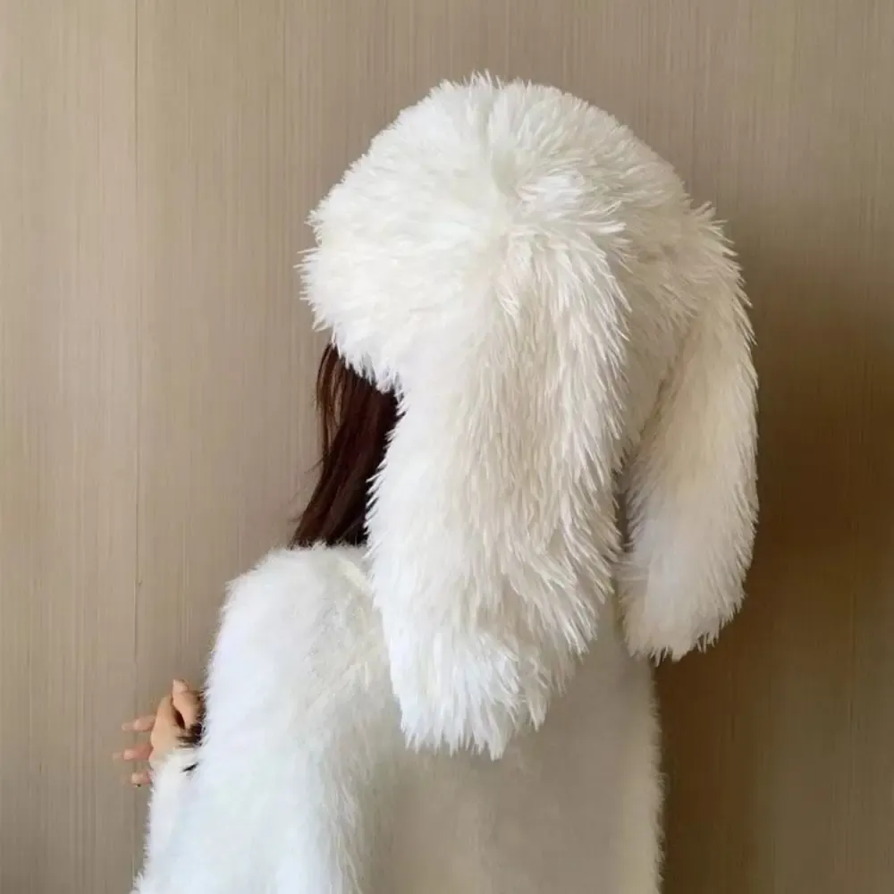 DHgate.com:2024Girls Rabbit Ear Beanie Cap - Winter Knit Wool Bunny Hat ...