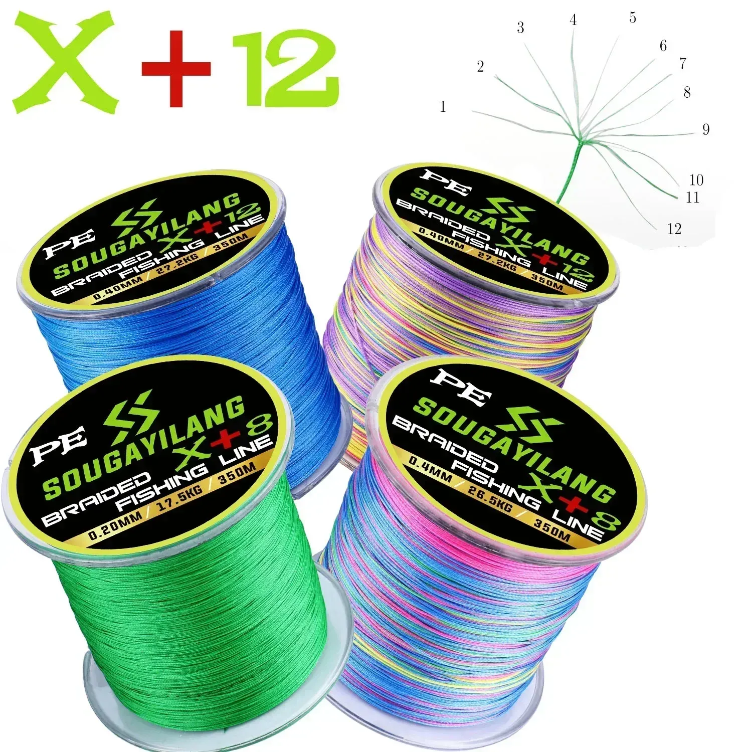 DHgate.com:Sougayilang Multifilament Braided Fishing Line: 12/8 Strands for Saltwater Carp ...