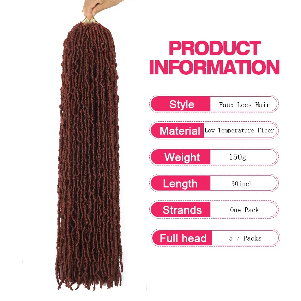 Faux Curly Locs 30 Inch Soft Texture Crochet Braiding Hair Pre Looped ...