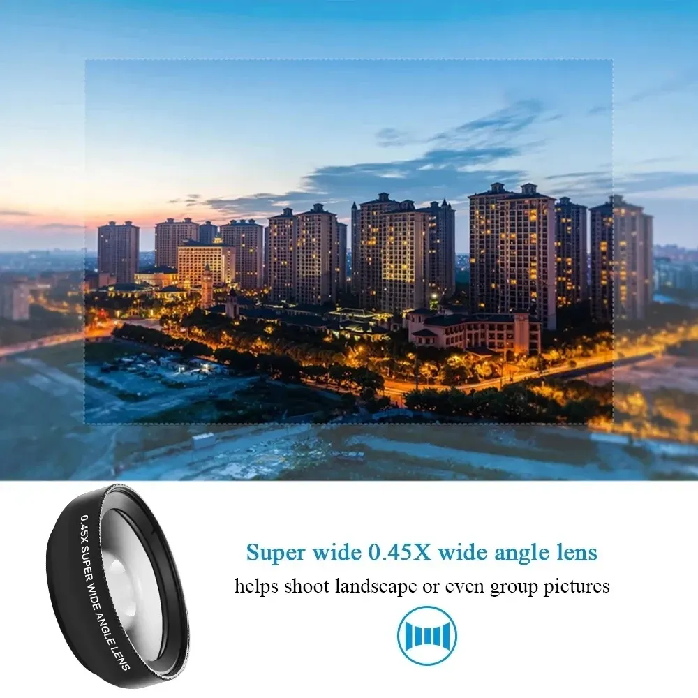 2-in-1 Universal Clip 37mm Mobile Phone Lens: Professional 0.45x 49uv ...