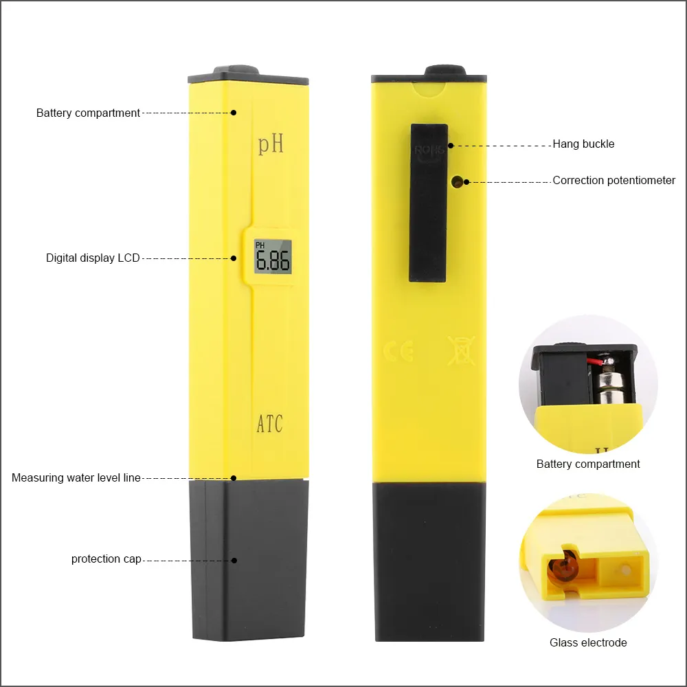 RZ PH Meter, Digital PH Tester Pen, 0.01 High Accuracy, 0-14 PH Range ...