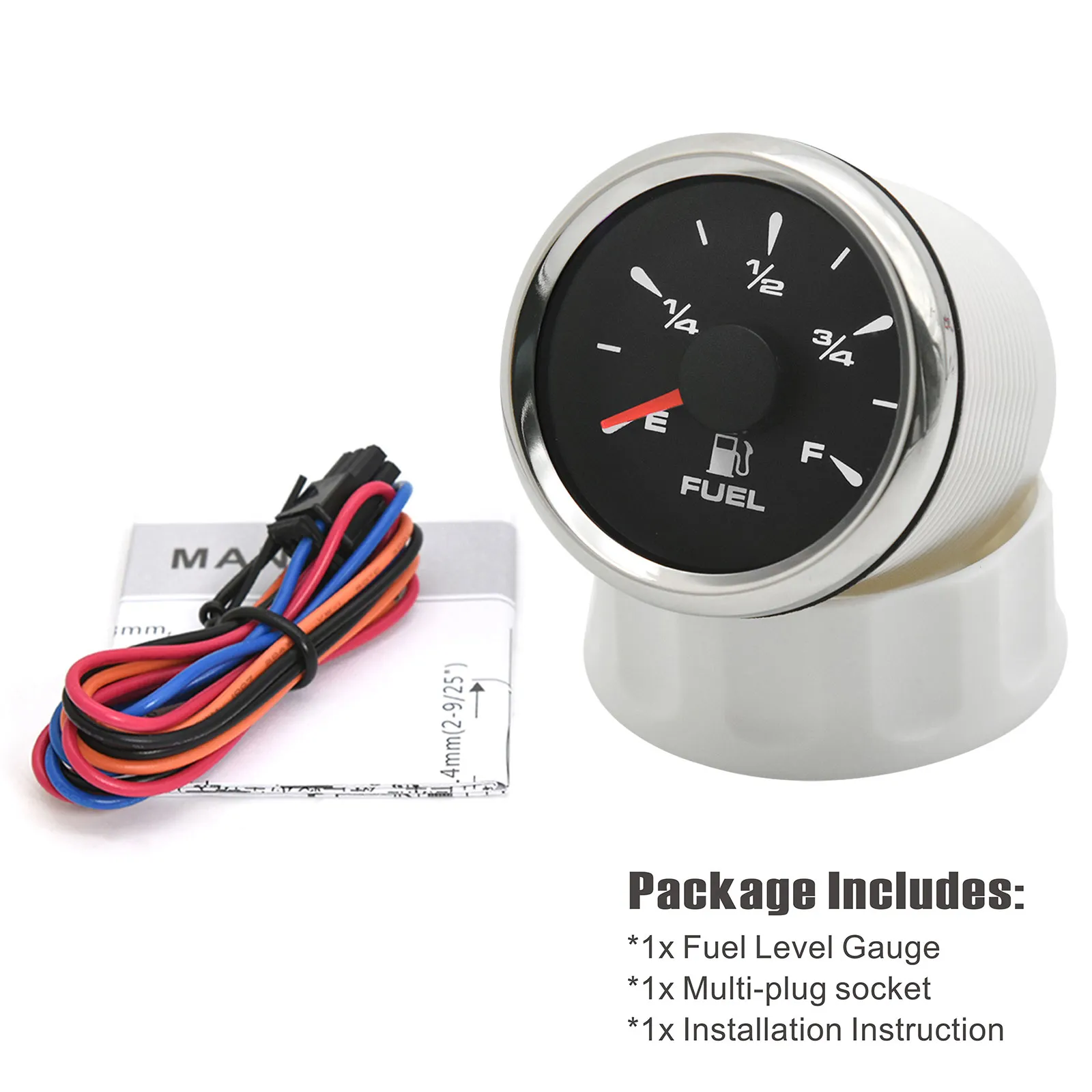 2024Universal 52mm Fuel Level Gauge, 7-Color Backlit Marine Car Fuel Indicator, 330-10ohm 0 ...