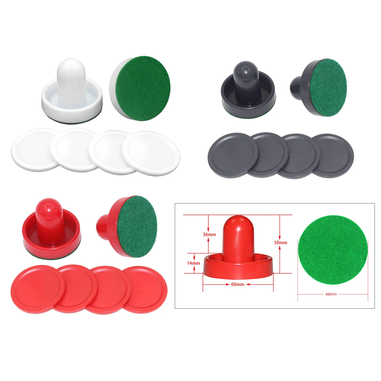 Air Hockey Paddles & Pucks Set: Mini Tabletop Game Replacement ...