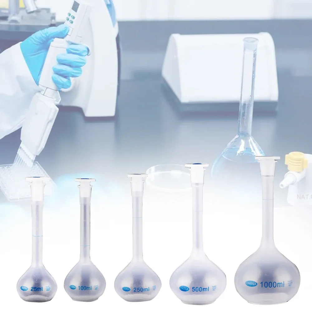 Durable Plastic Volumetric Flask - Long Neck Lab Flask with Stopper ...