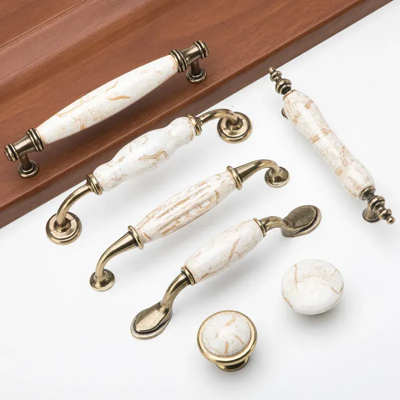 Antique Marble Pattern Ceramic cabinet and drawer pullss for Wardrobe ...