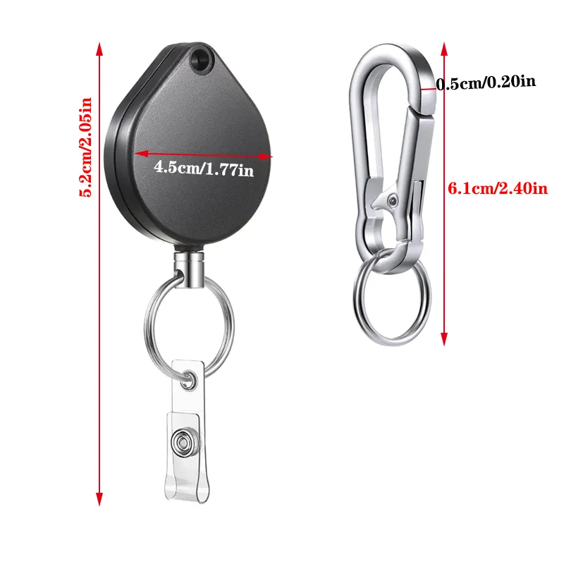 Retractable Keychains: Heavy Duty, 5 Pack, Anti Theft, With Carabiner ...