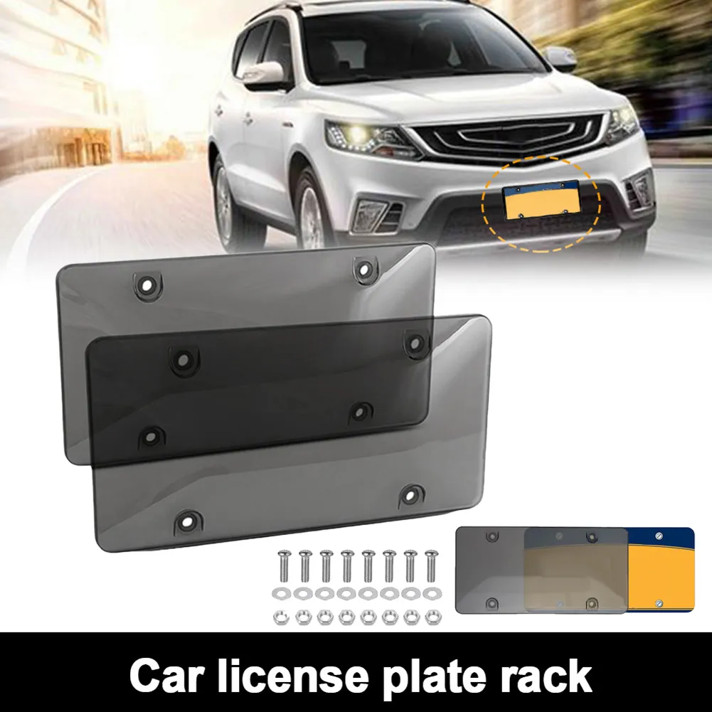 2 Pack Car License Plate Shields - Tinted & Clear Tag Covers, Durable ...