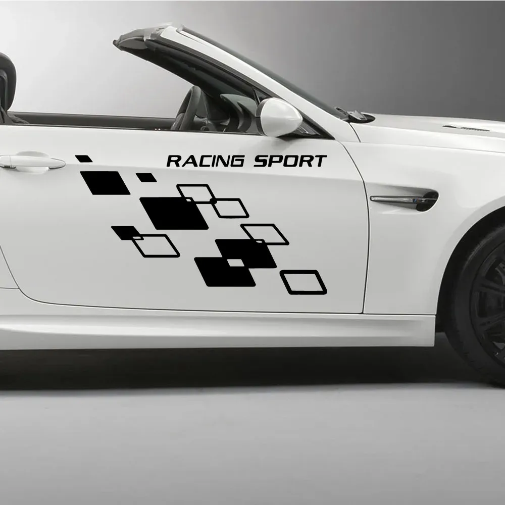 Racing Sport Text Lattice Car Decal - Vinyl Side Door Sticker for POLO ...
