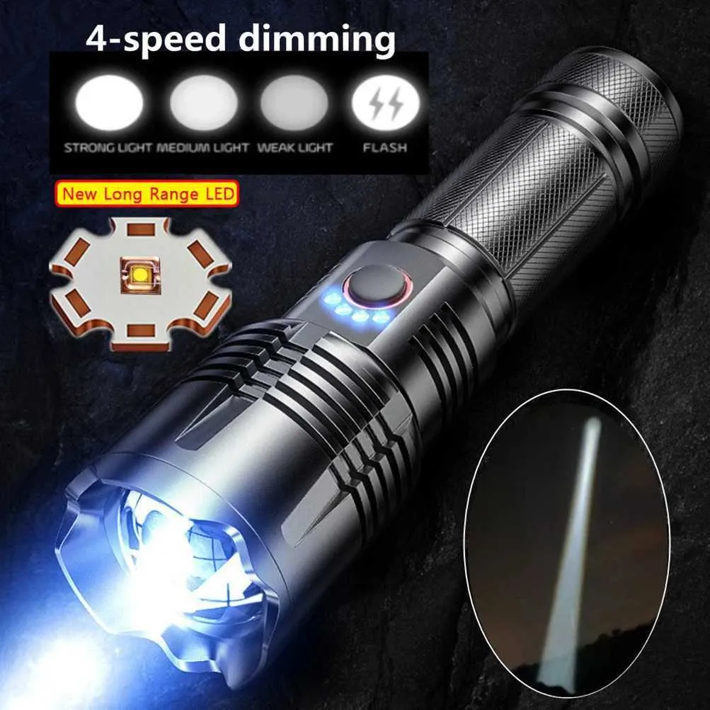 Rechargeable Aluminum Flashlight with Self-Density Feature - Powerful ...