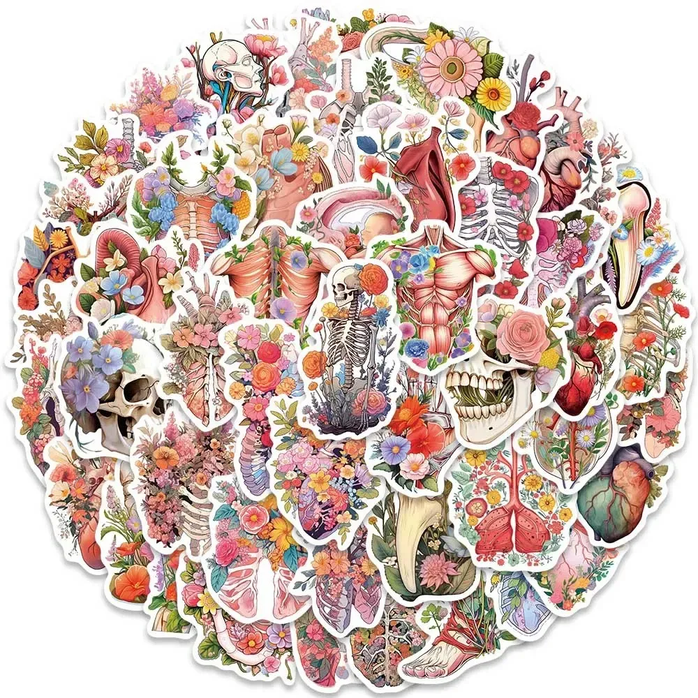 Flower Car Stickers, Human Anatomy Body Part Stickers With Floral ...