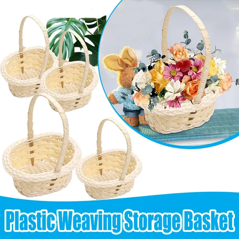 Mini Hand Woven Plastic Macrame Storage Basket For Flower, Fruit ...