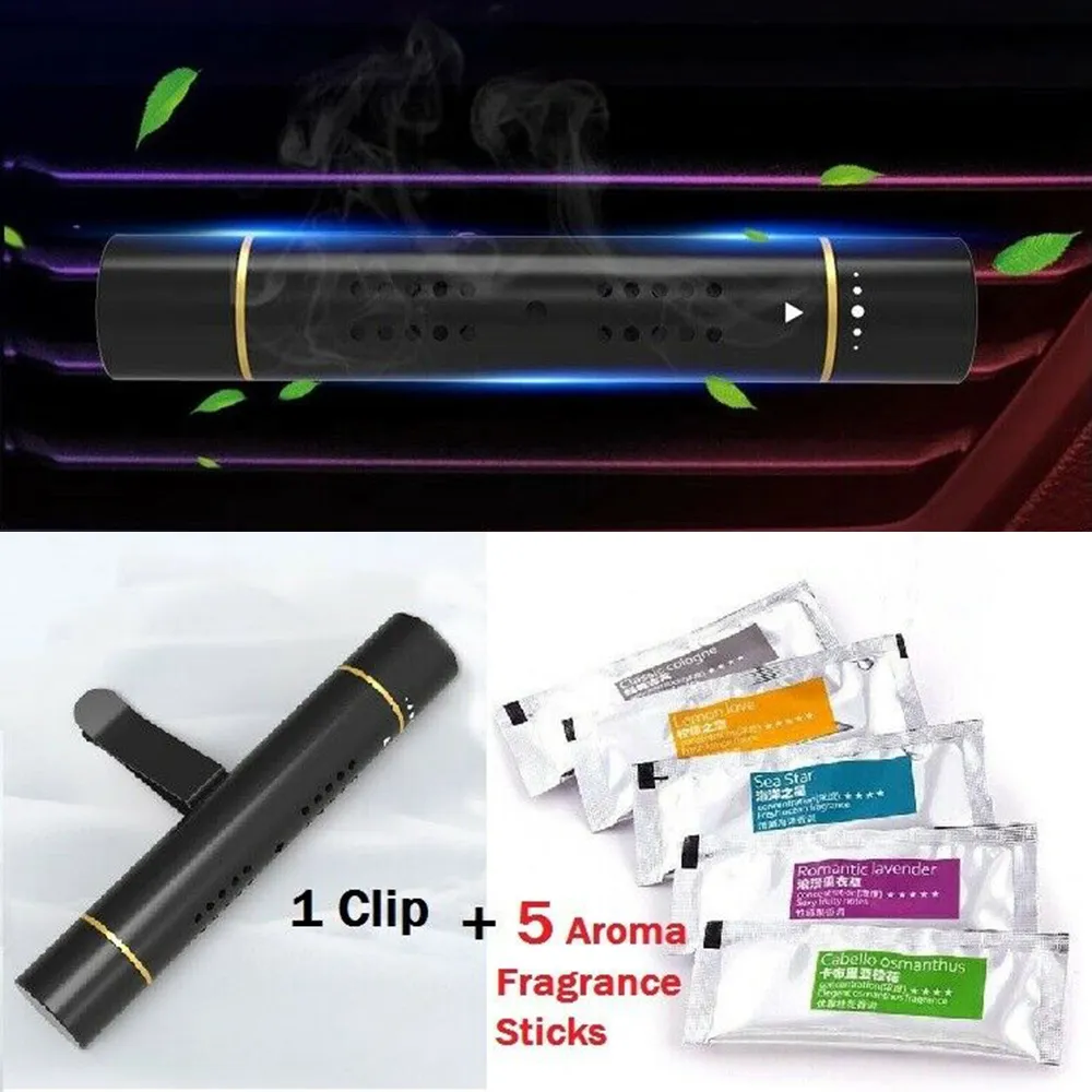 Car Black Aluminum Alloy Air Vent Clip Freshener Perfume Diffuser With ...