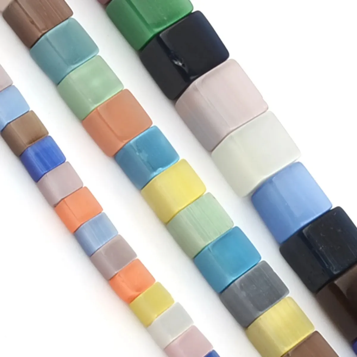 0.4cm/0.5cm/0.6cm/0.8cm Cat Eye Beads Bracelet Colorful Square Beads ...