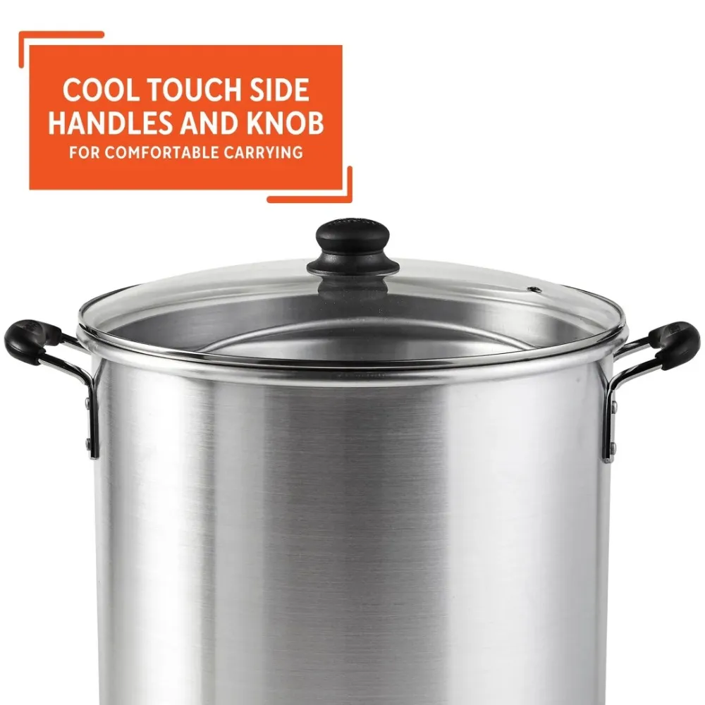 Aluminum 32 Quart Steamer Pot with 21 Quart Basket and Glass Lid for ...