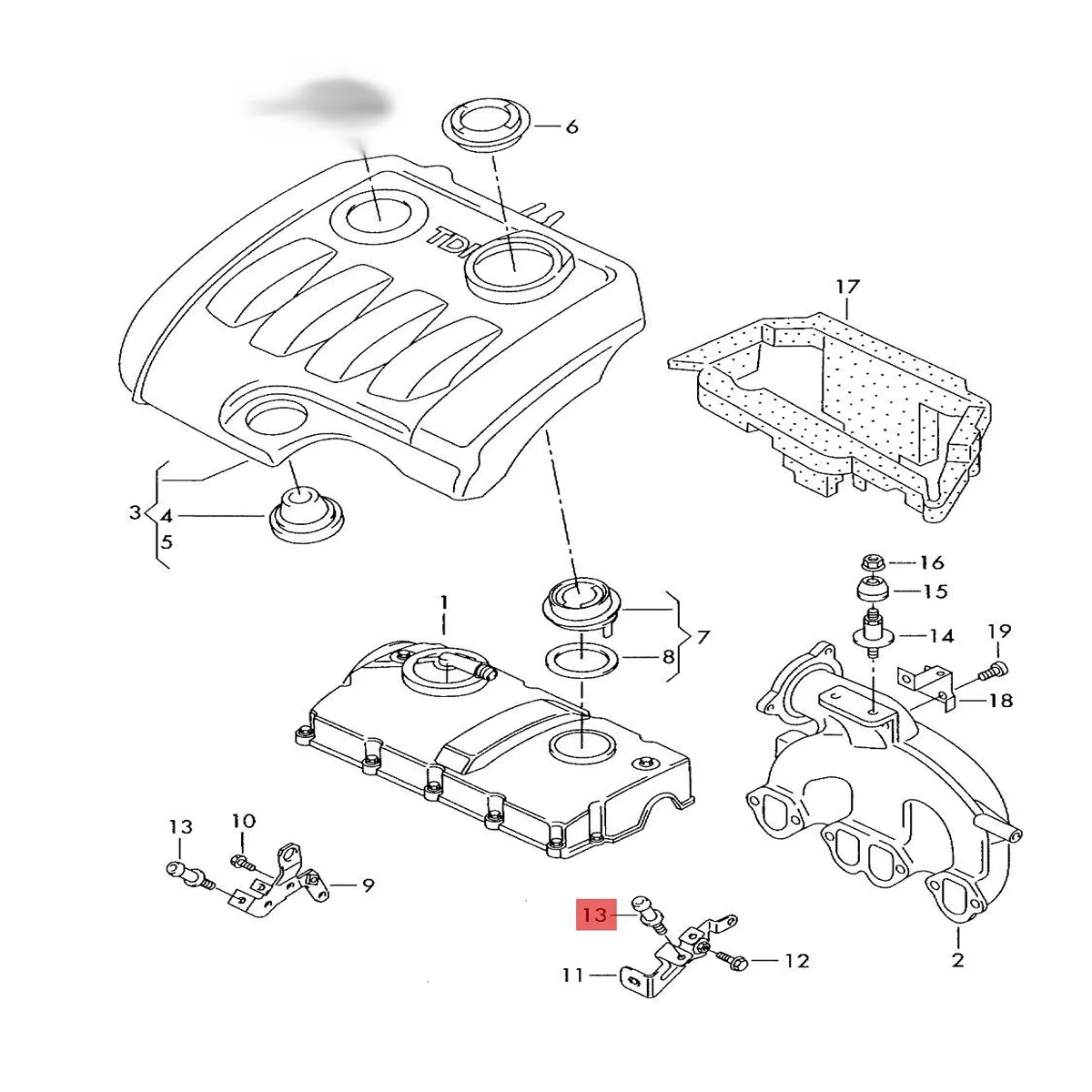 Engine TDI Cover Bolt for VW Golf 7 GTD R Tiguan 5N Passat B7 B8 CC ...
