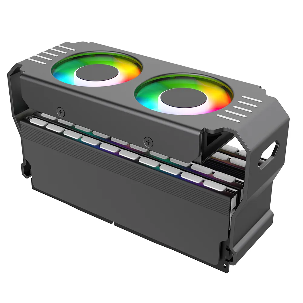 DHgate.com:RGB DDR4 DDR5 RAM Radiator, 4Pin PWM/5V 3Pin ARGB Dual 120mm Fan, Aluminum Heatsink ...