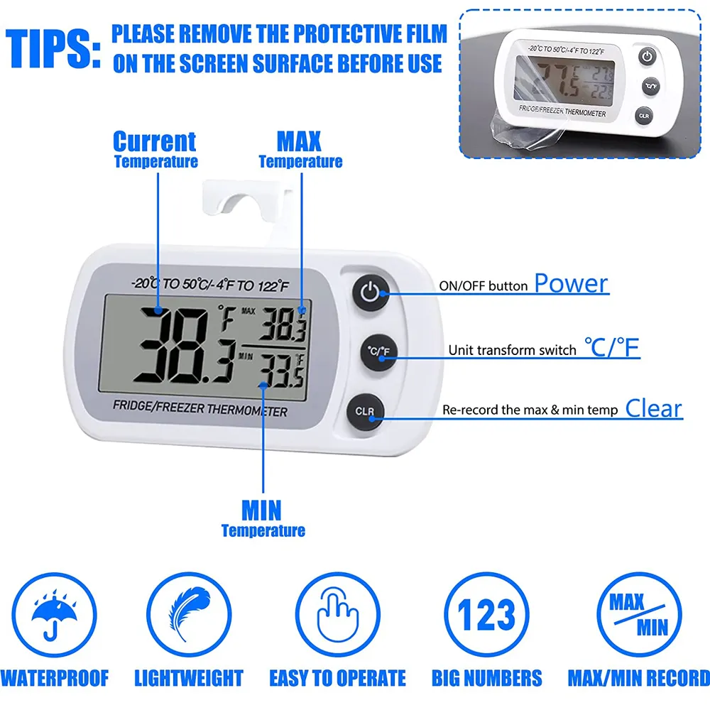 Digital Refrigerator Thermometers Waterproof IPX3... From Ddmydec, $150 ...
