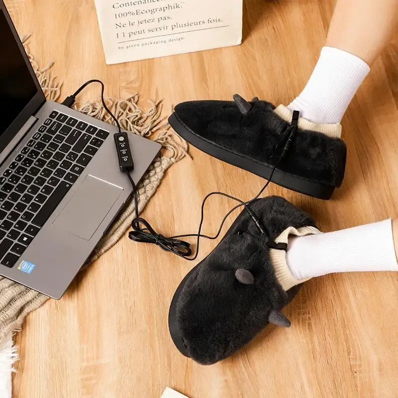 USB Heated Slippers: Electric Foot Warmer Shoes - Cozy Winter Heated ...