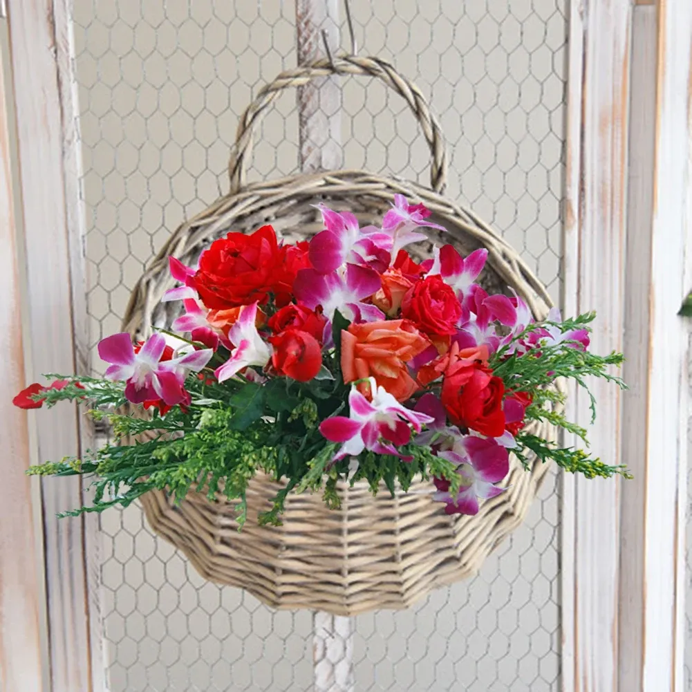 DHgate.com:Handmade Wicker Rattan Flower Planter Wall Hanging, Wicker ...