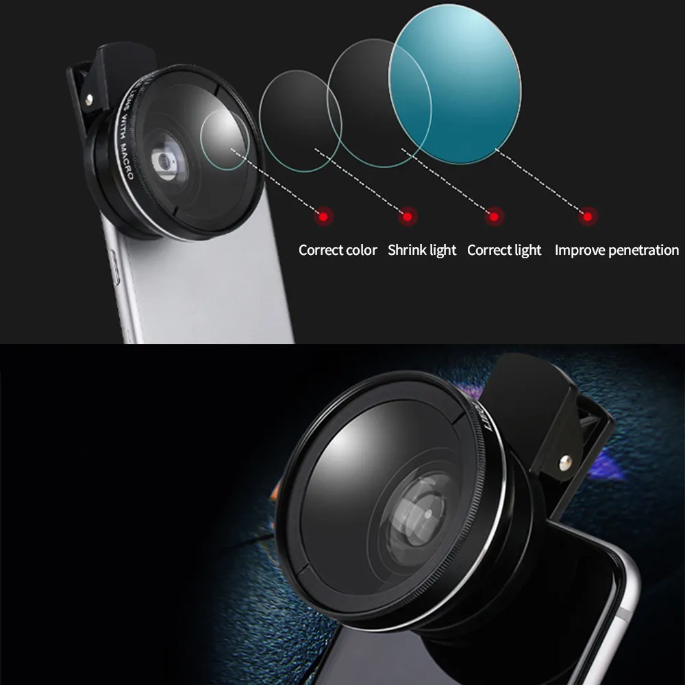 2-in-1 0.45x 49uv Super Wide-Angle Lens + 15X Macro Lens 4K HD ...