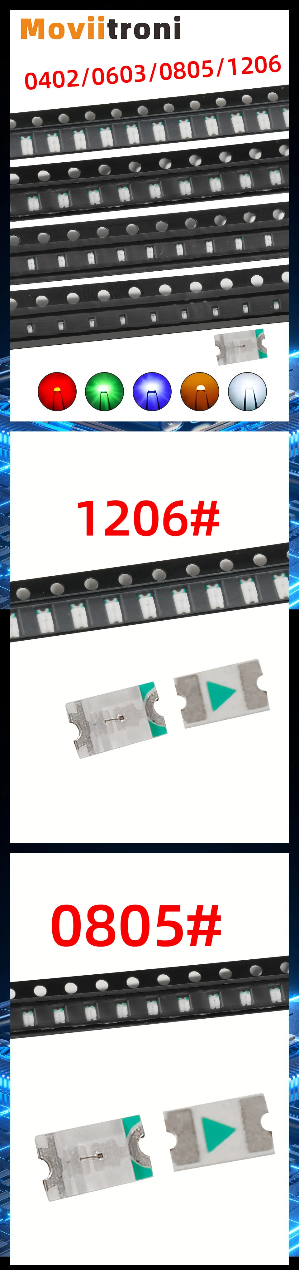 SMD LED Chip Diodes Light Emitting Lamp Red Blue White Yellow Green ...