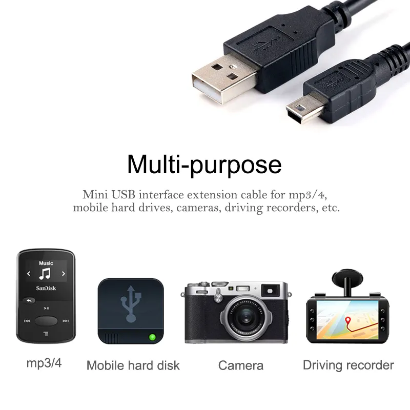 Mini USB 2.0 Cable 5Pin Mini USB to USB Fast Data Charger Cable for MP3 ...