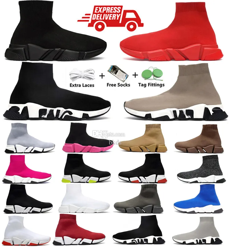 Luxury Designer Sock Shoes 2.0 Speed Trainer Sock Sneakers With Clear ...