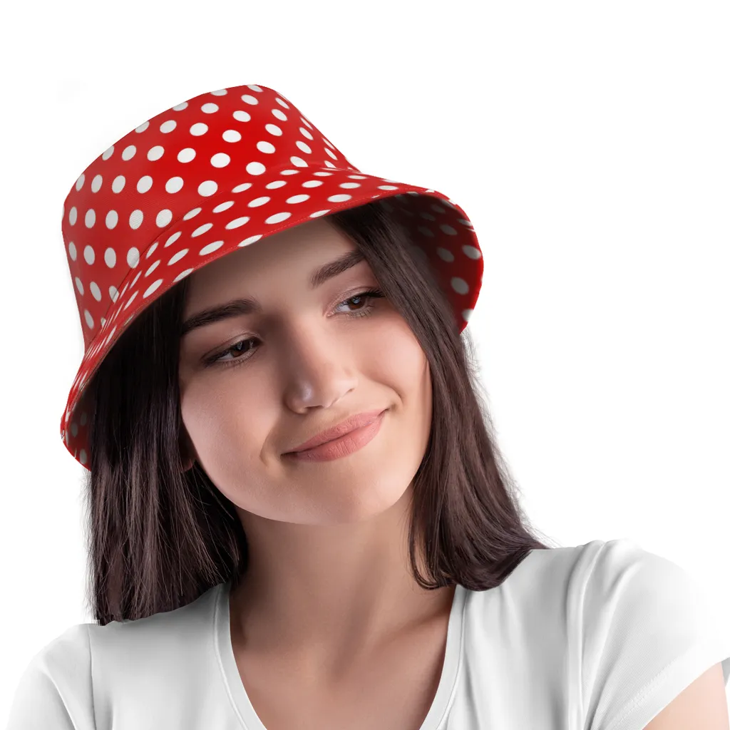 Red Polka Dot Cotton Bucket Hat for Men and Women - Stylish Spring ...