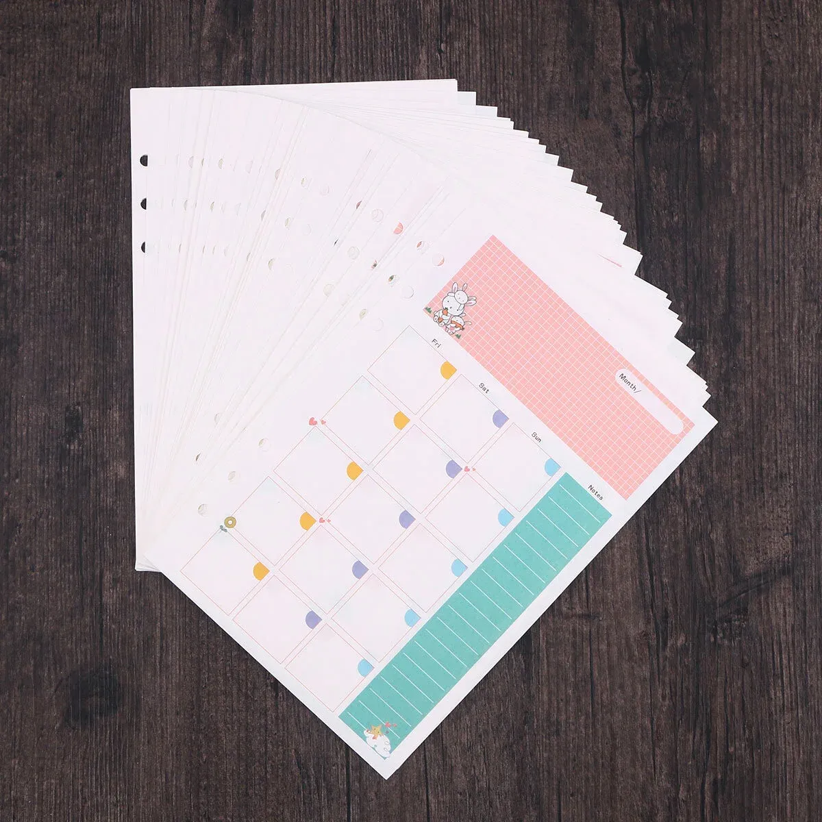 DHgate.com:A5 Ring Binder Planner Refills: Colorful Monthly Paper, 6 ...