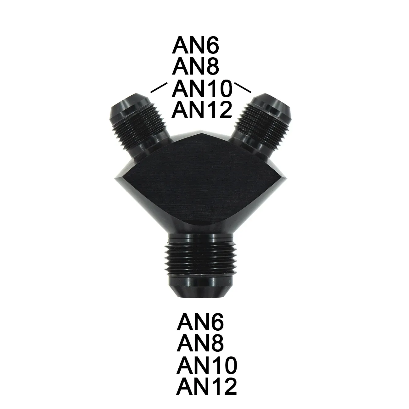 Universal Black Aluminum 3 Way Fuel Line Tee Connector AN6/8/10/12 Y ...