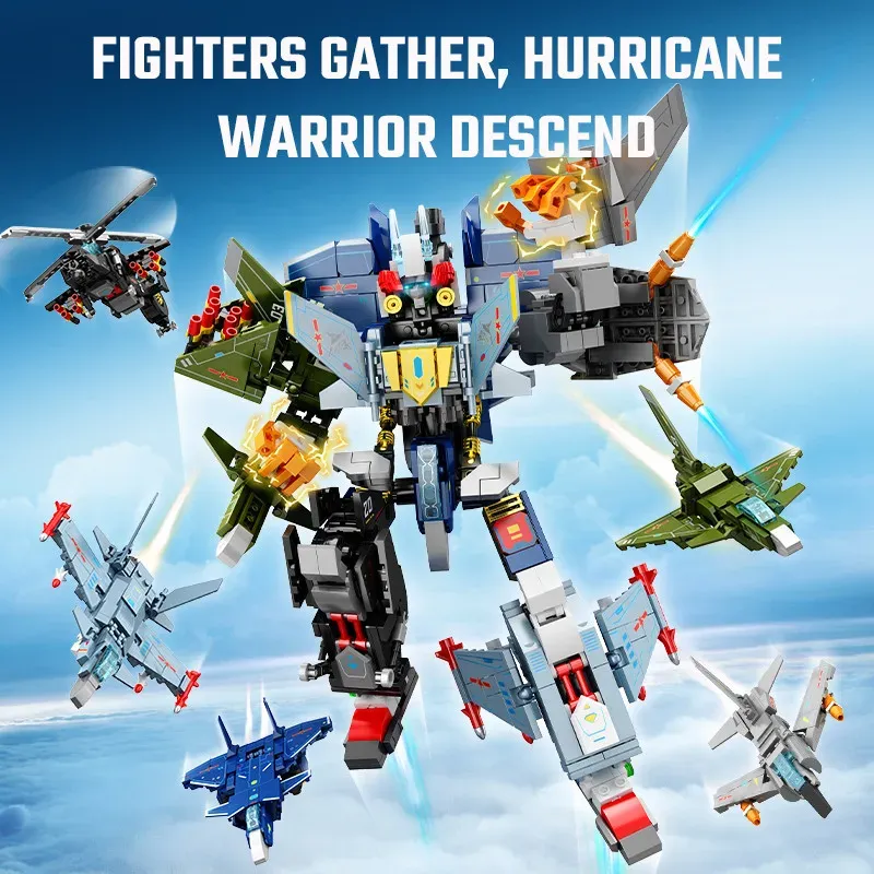 SEMBO Transforming Mech Airplane Building Blocks Model with Helicopter ...
