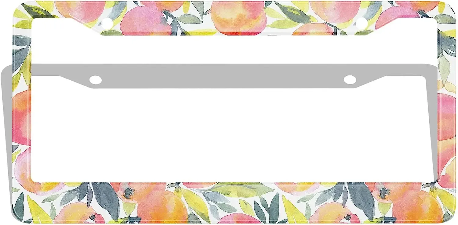 DHgate.com:Vibrant Watercolor Peach License Plate Frames (Set of 2) for ...