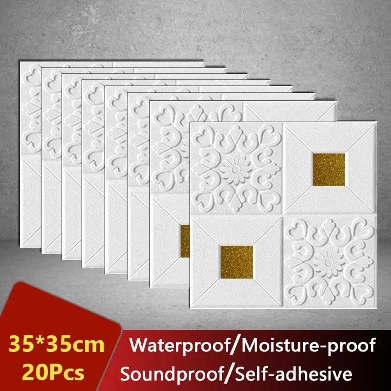 35x35cm3D Wall Stickers, Self-Adhesive Peel and Stick Foam Wallpaper ...
