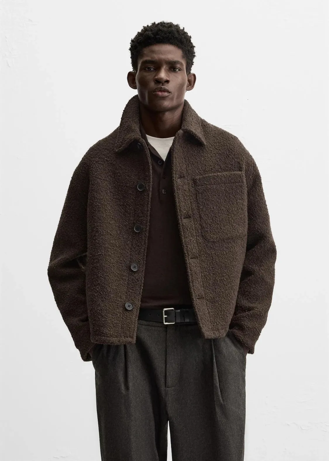Wool Winter Jackets for Men, Warm Wool Blend Lapel Jacket, Long Sleeve ...