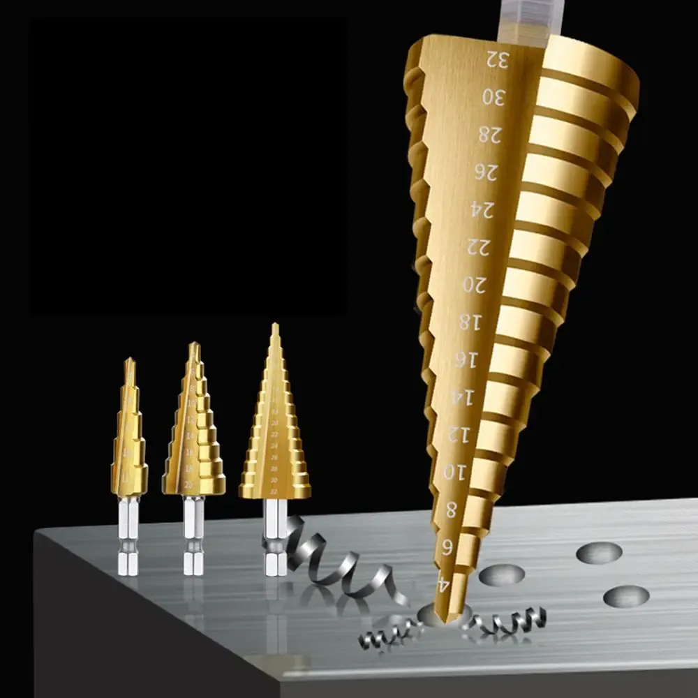 HSS Titanium Step Drill Bit Set 4-32mm: Metal & Wood Hole Cutter ...