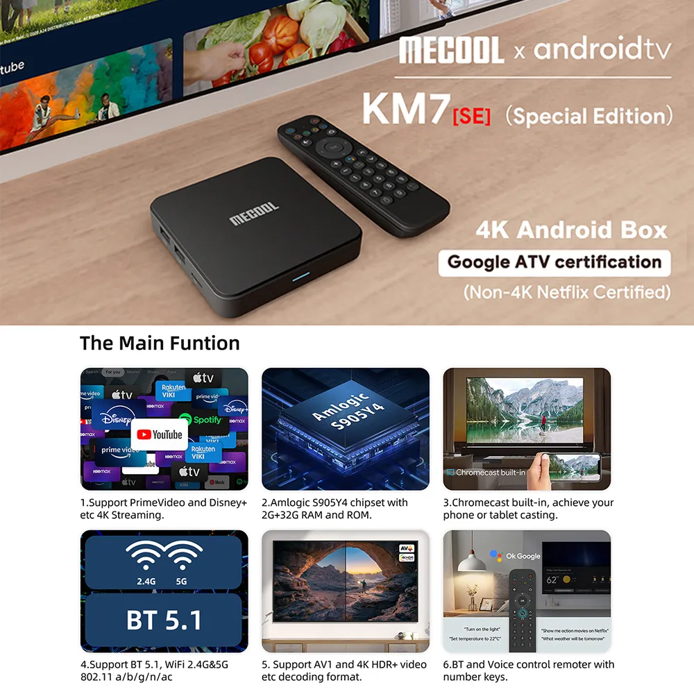 Mecool KM7 SE Android 11 TV Box 2GB RAM 32GB Storage Dual WiFi ...