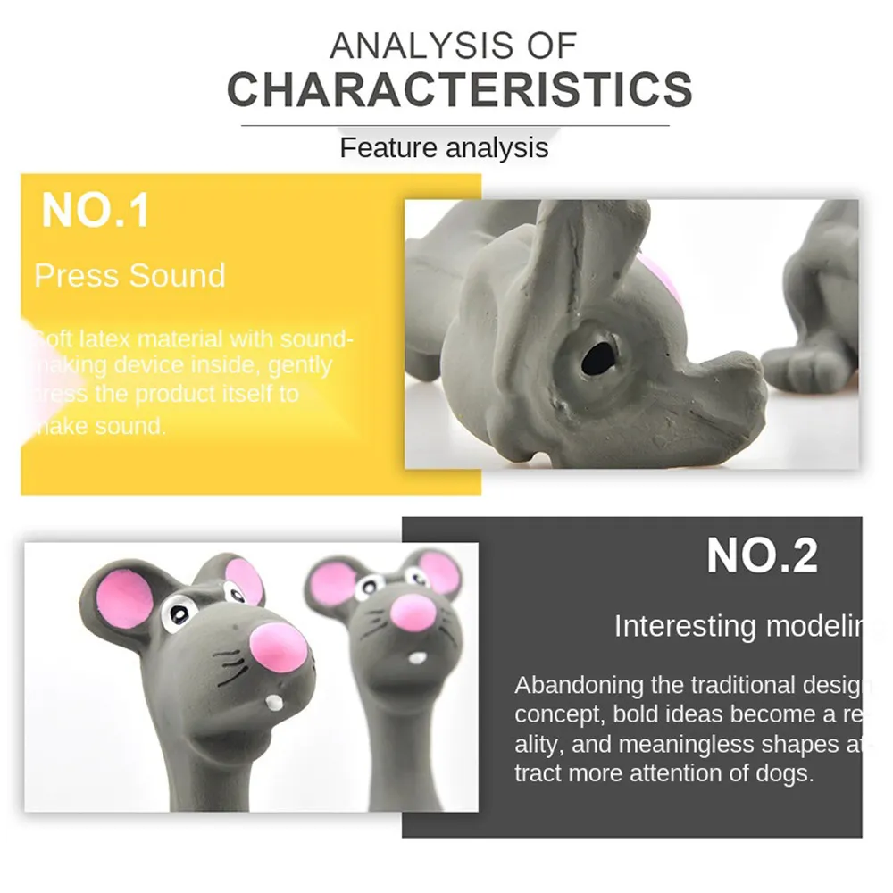 Dog Chew Toy Rubber Gray Mouse with Molar Teeth for Small Dogs Pet ...